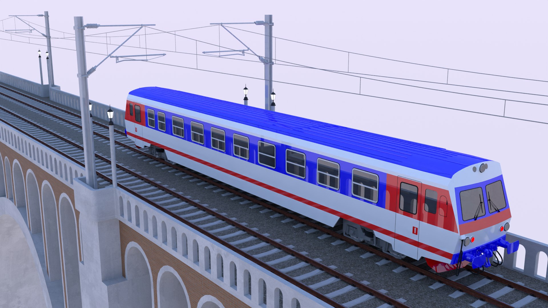 Viaduct With Passenger And Cargo Train III 3D Model - TurboSquid 2379184