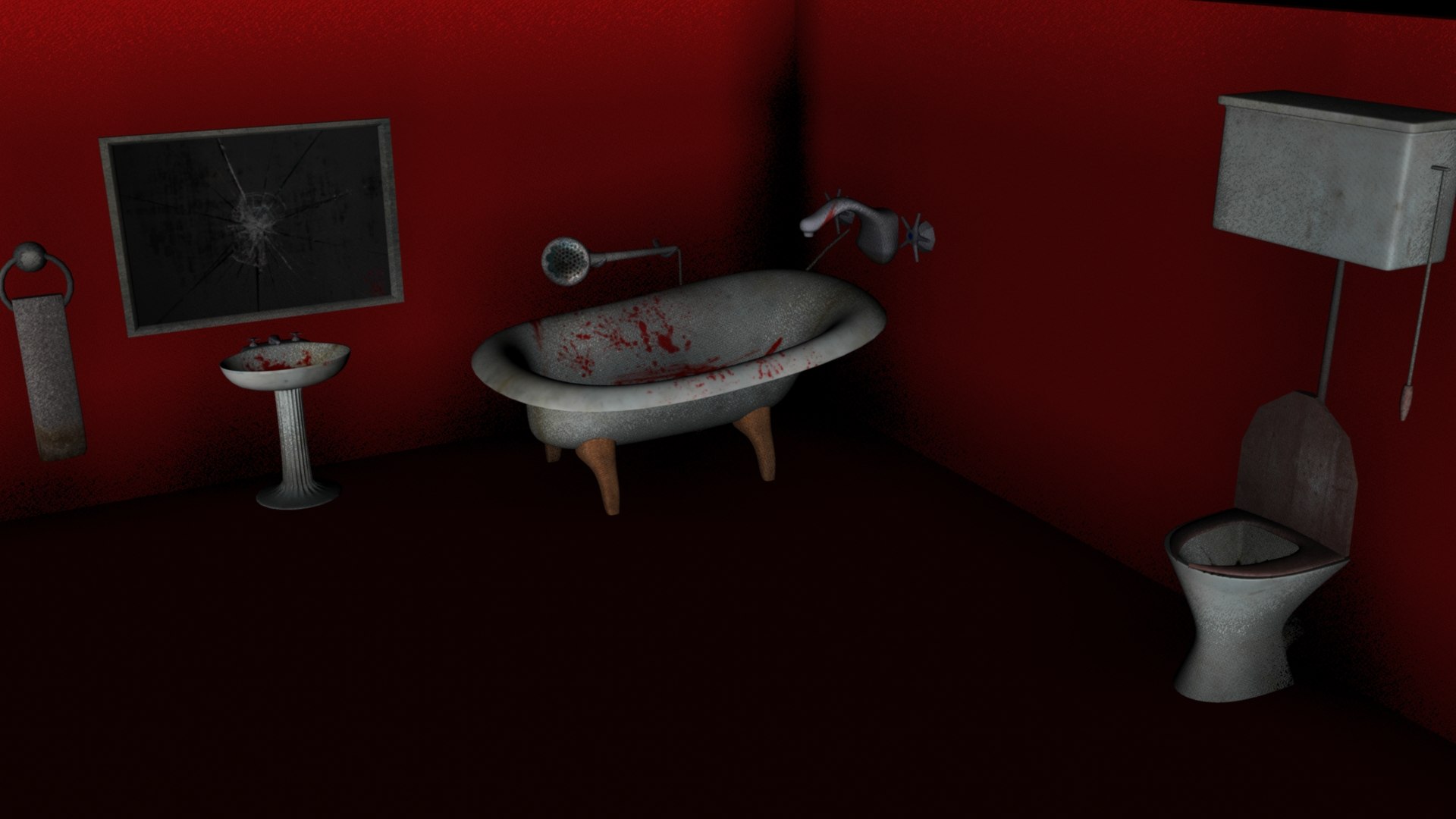 3d Bathroom Victorian Bloody Sink Model