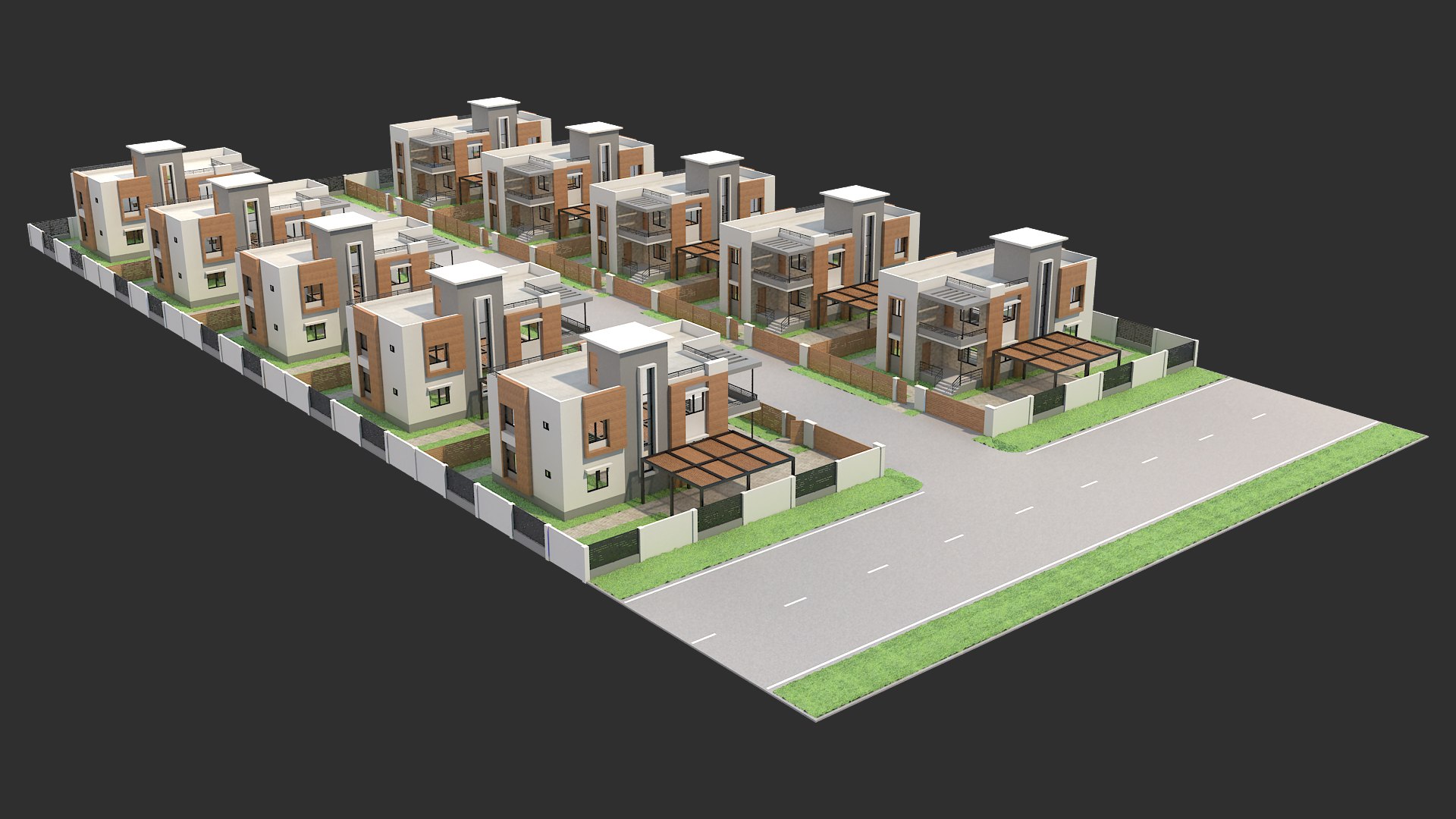 Modern Houses Block 1 3D Model - TurboSquid 2197126