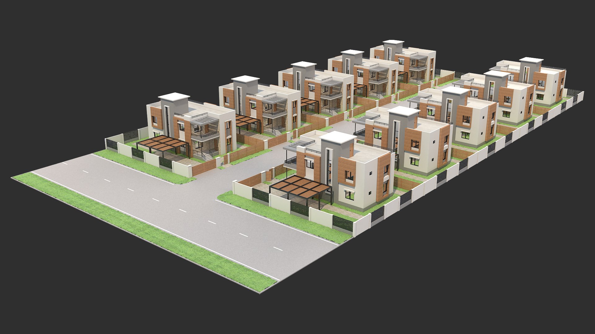 Modern Houses Block 1 3D Model - TurboSquid 2197126