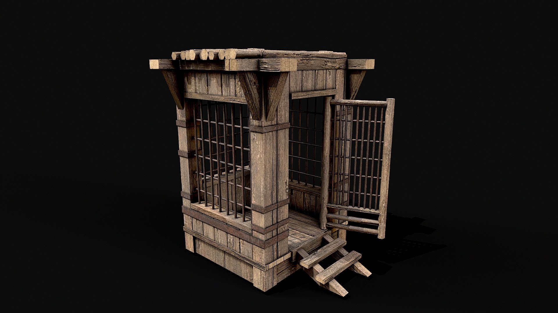 3D Medieval Wooden Cage 6 Model - TurboSquid 2358182