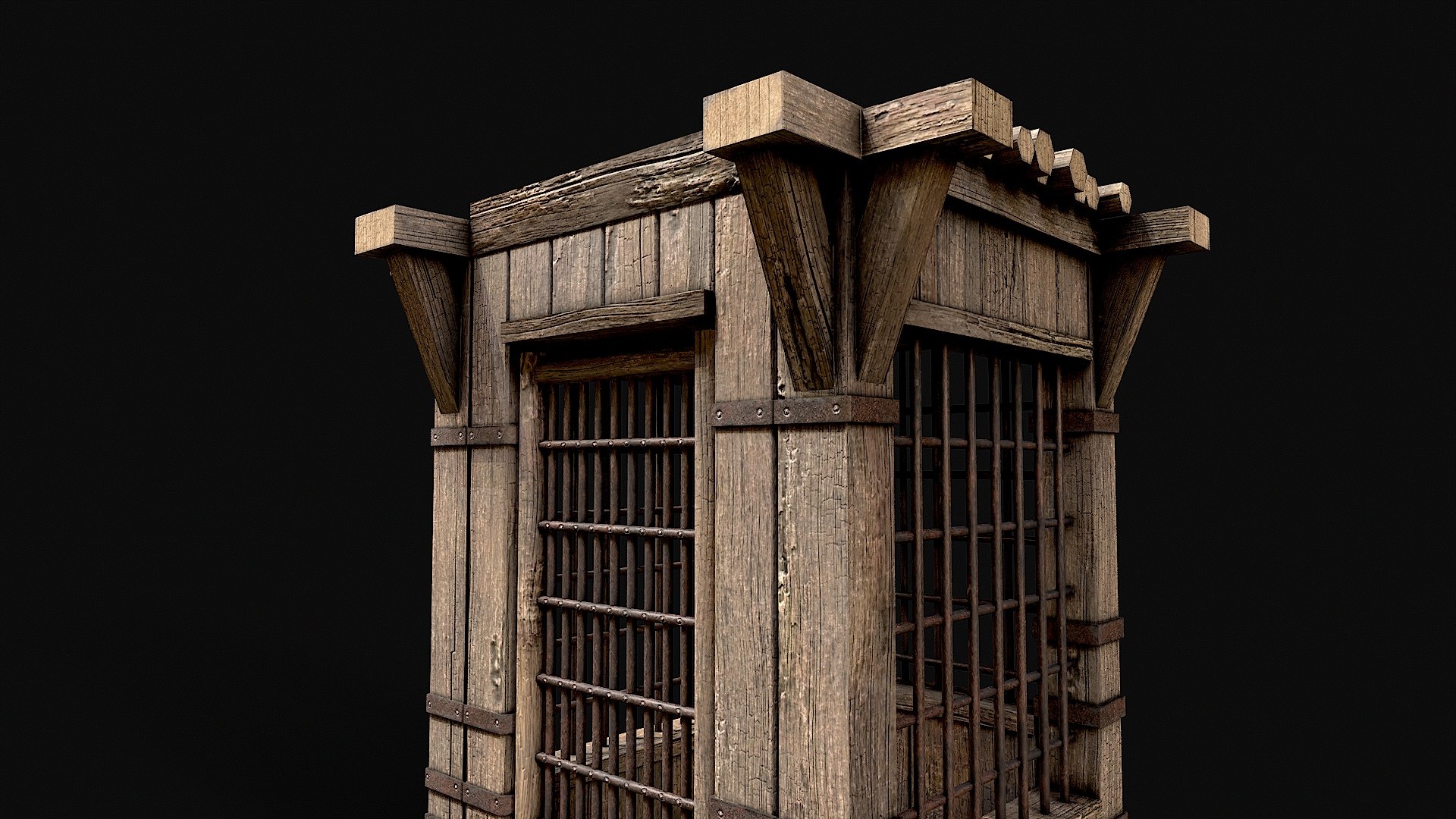 3D Medieval Wooden Cage 6 Model - TurboSquid 2358182
