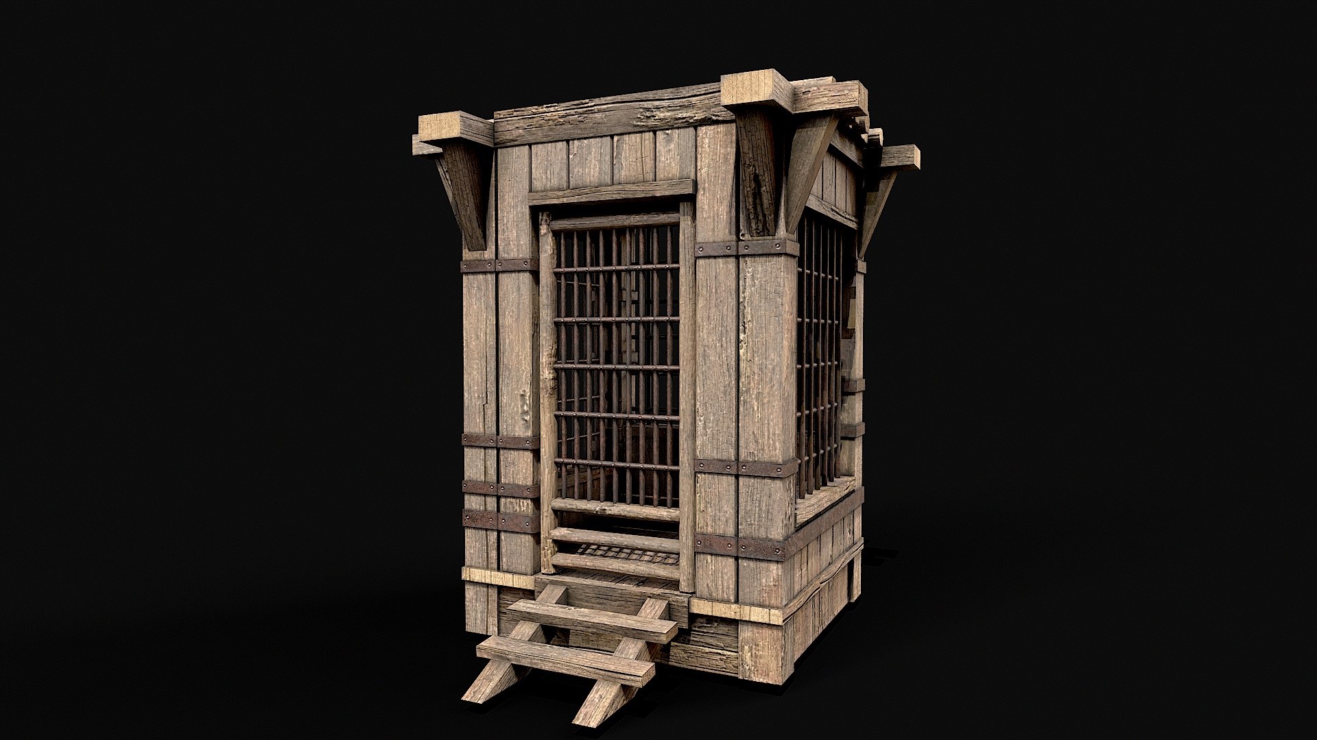 3D Medieval Wooden Cage 6 Model - TurboSquid 2358182