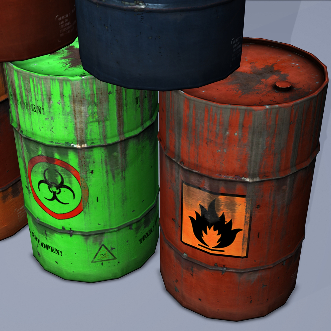 3d model set barrels