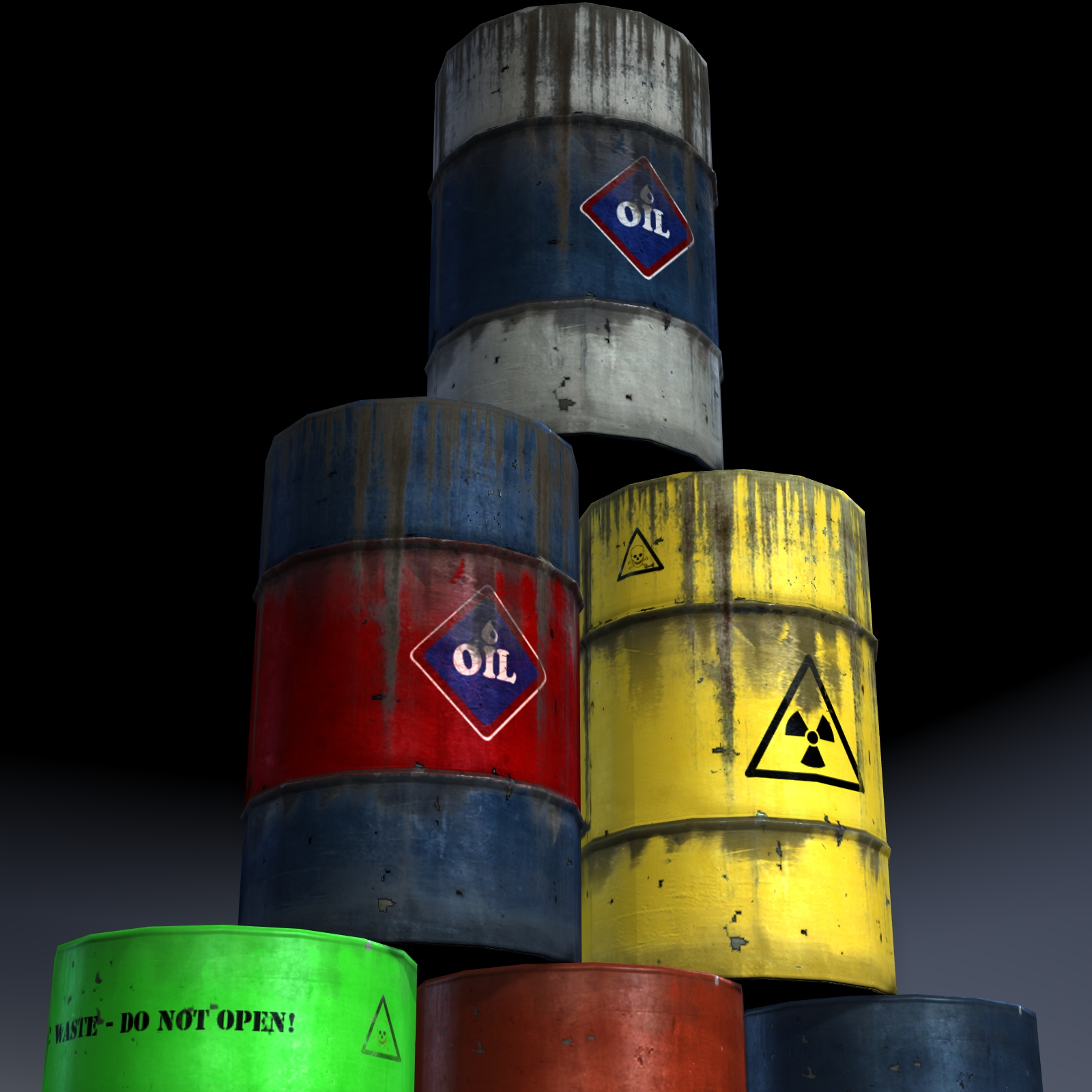 3d model set barrels