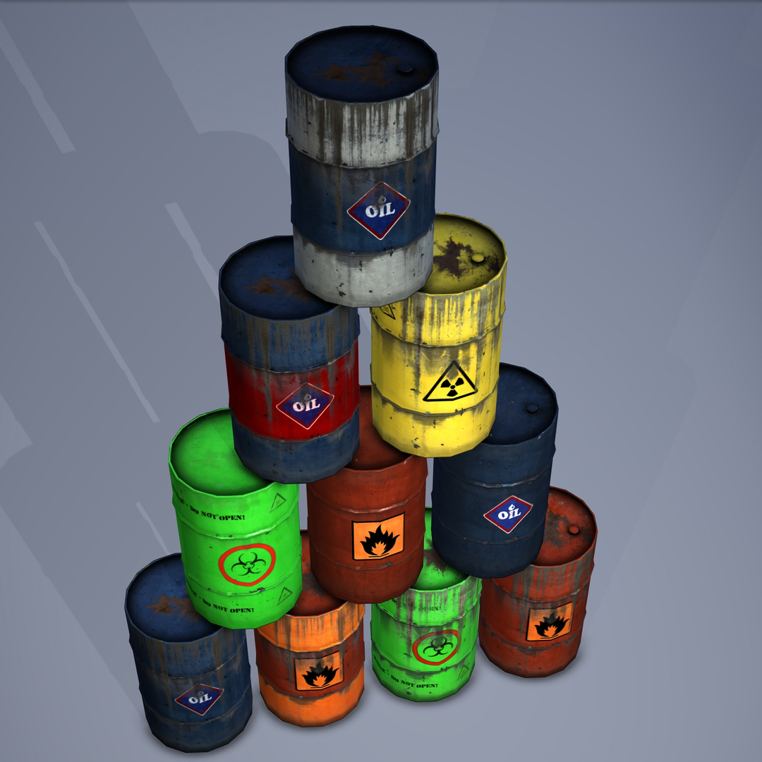 3d model set barrels