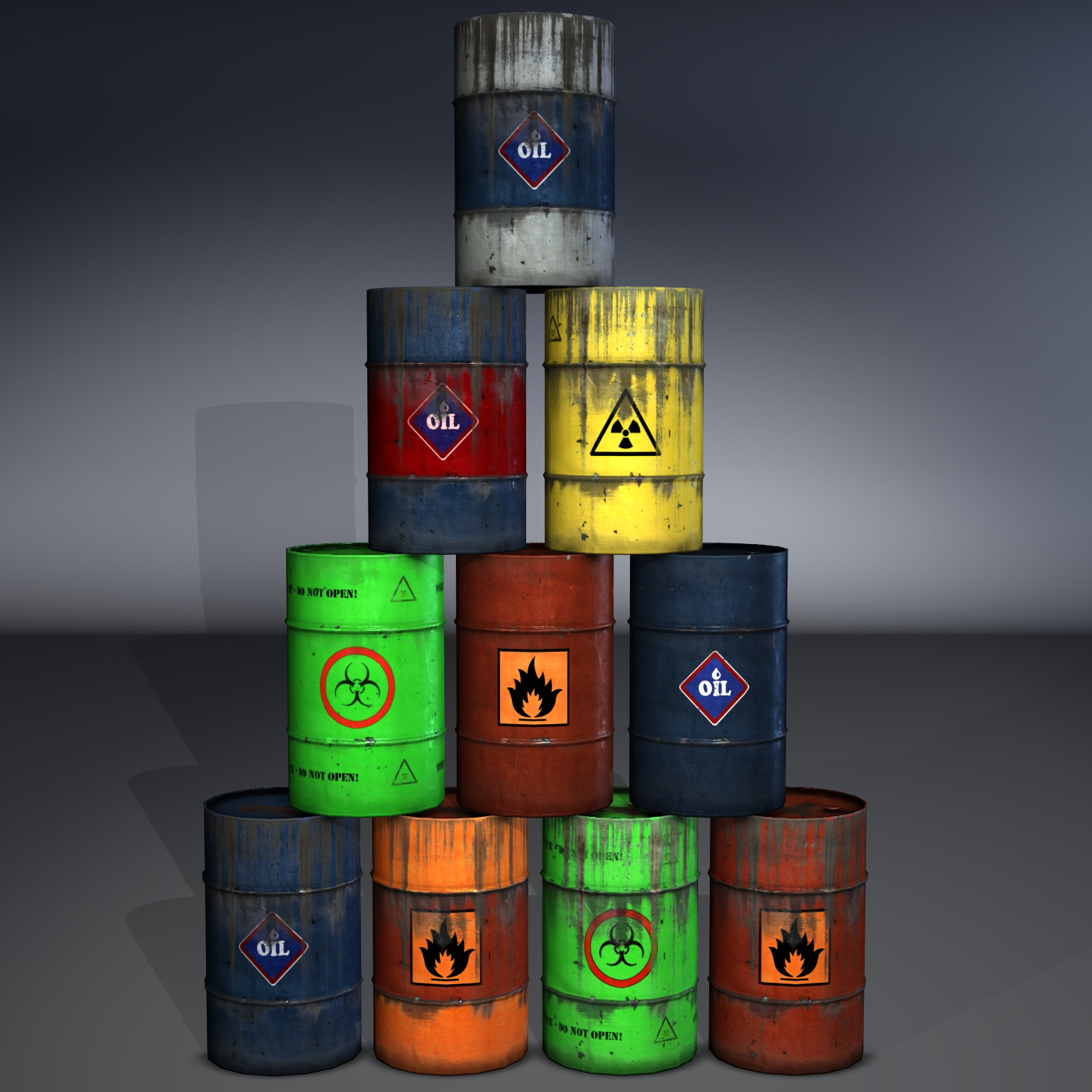 3d model set barrels