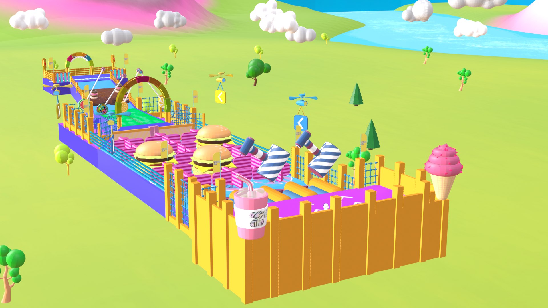 3D модель Inflatable - Obstacles jumping Game Environment Map ...