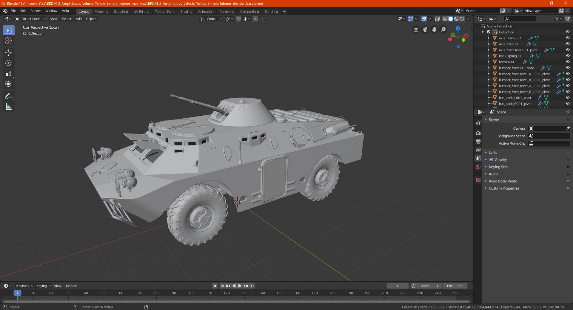3D Model BRDM 2 Amphibious Vehicle Yellow Simple Interior - TurboSquid ...