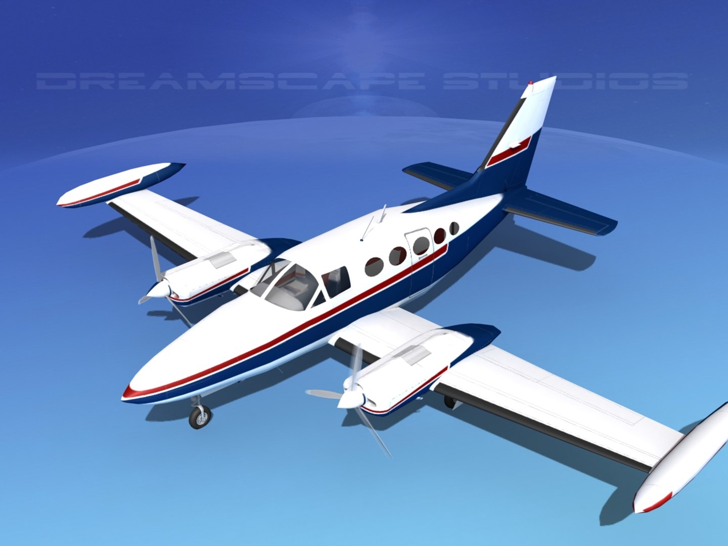 3d Cockpit Cessna 414 Chancellor Model