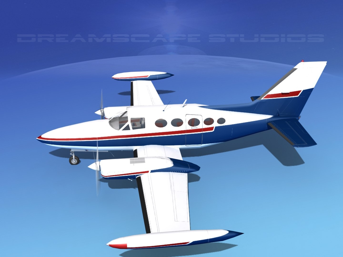 3d Cockpit Cessna 414 Chancellor Model