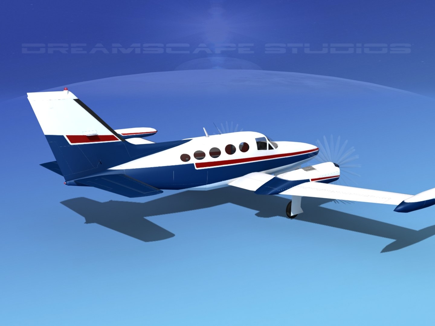 3d Cockpit Cessna 414 Chancellor Model
