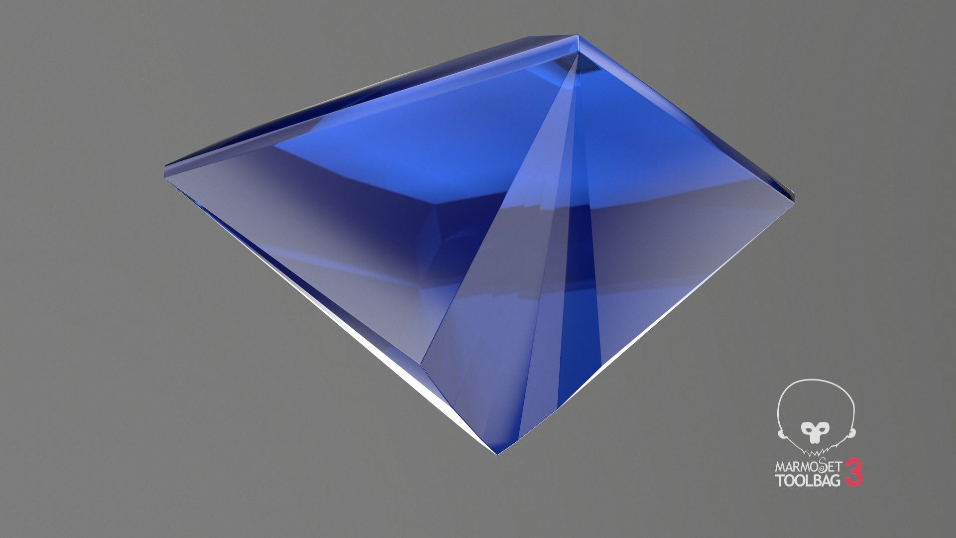 3D Princess Cut Blue Sapphire model - TurboSquid 1860304