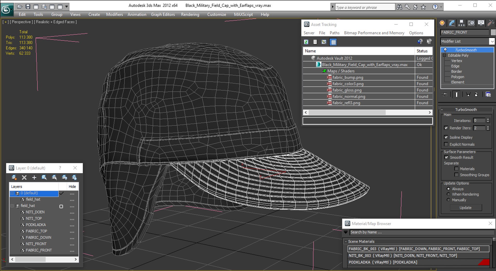3D black military field cap - TurboSquid 1380880