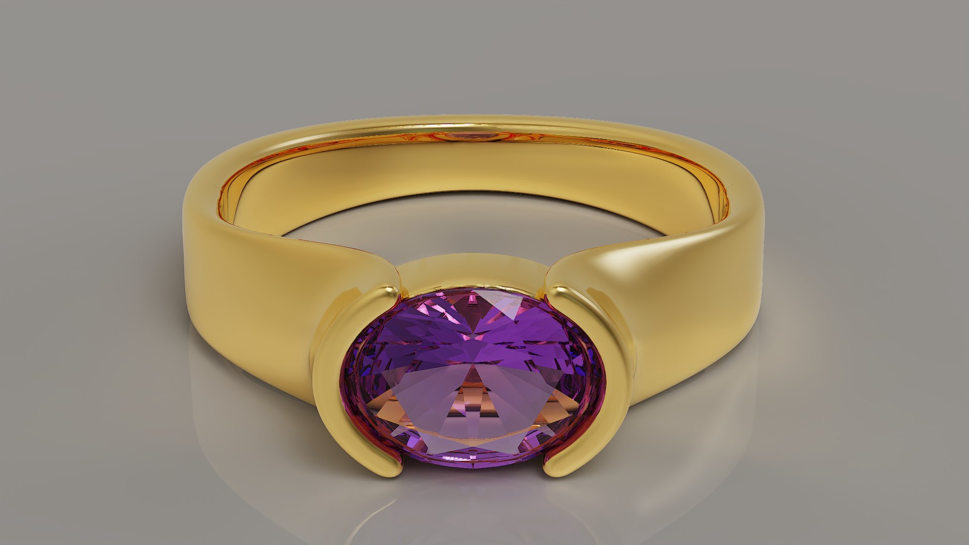 Free Half Bezel Set Oval Shape Diamond Solitaire Ring 3D Model ...