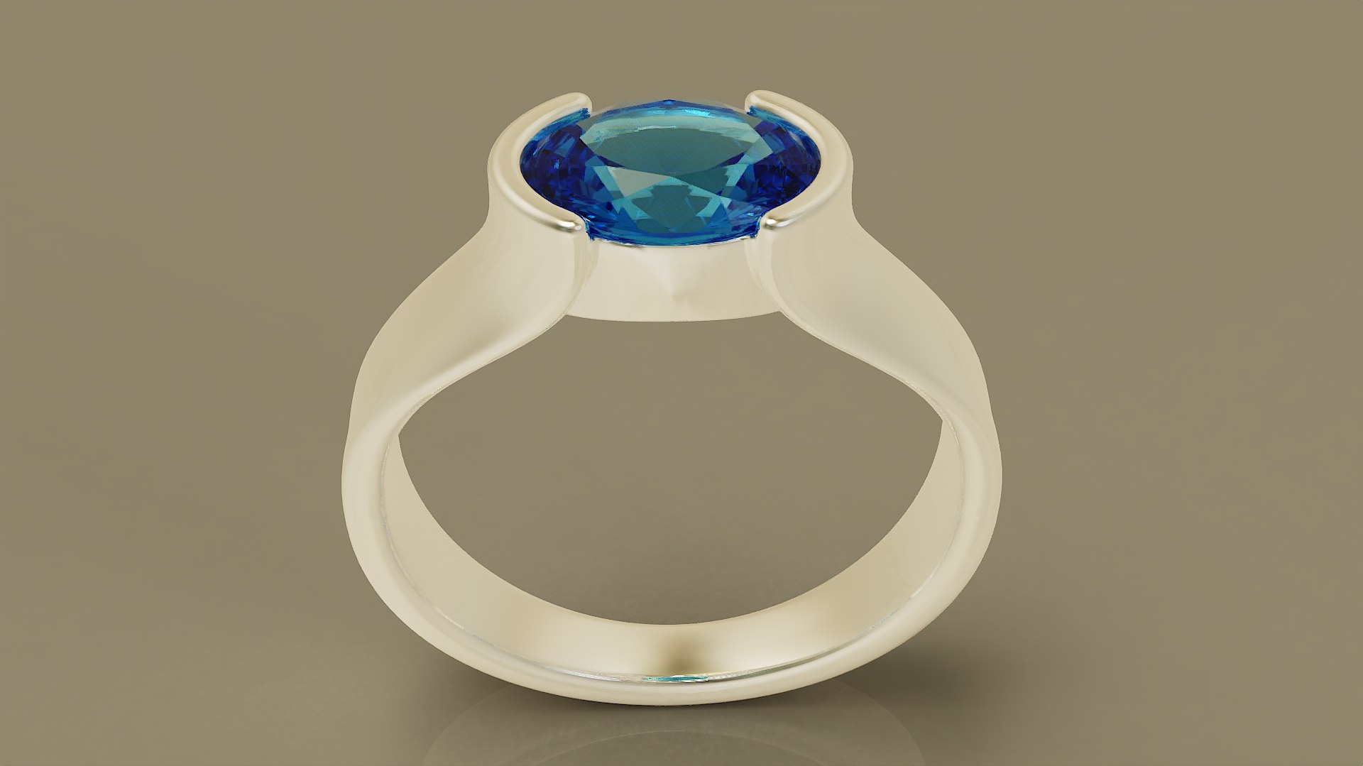 Free Half Bezel Set Oval Shape Diamond Solitaire Ring 3D Model ...