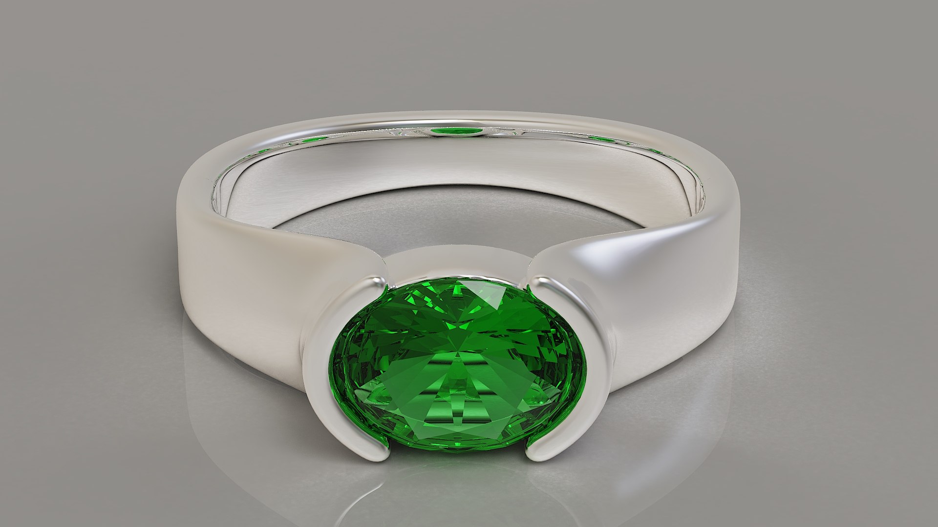 Free Half Bezel Set Oval Shape Diamond Solitaire Ring 3D Model ...