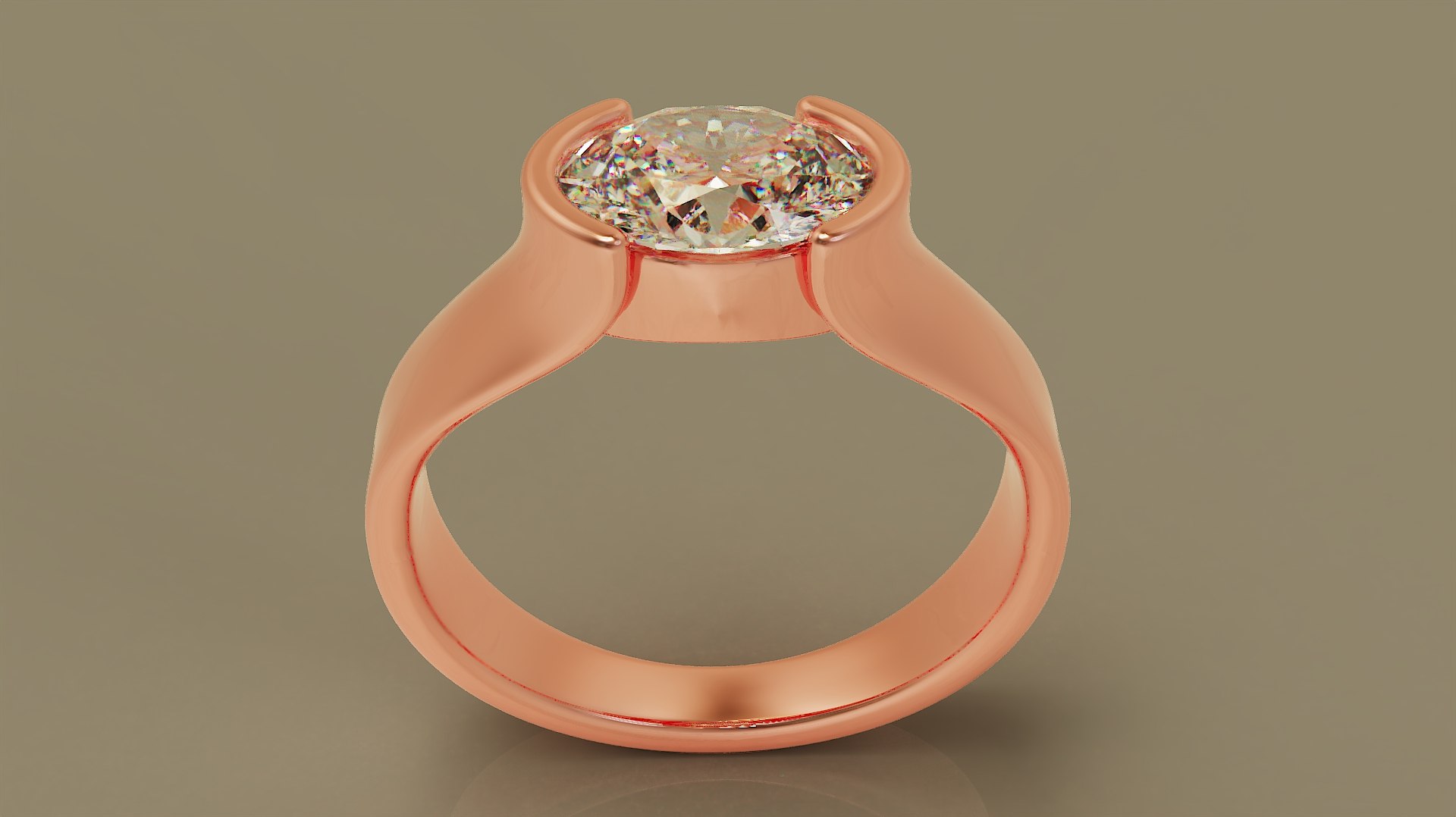 Free Half Bezel Set Oval Shape Diamond Solitaire Ring 3D Model ...