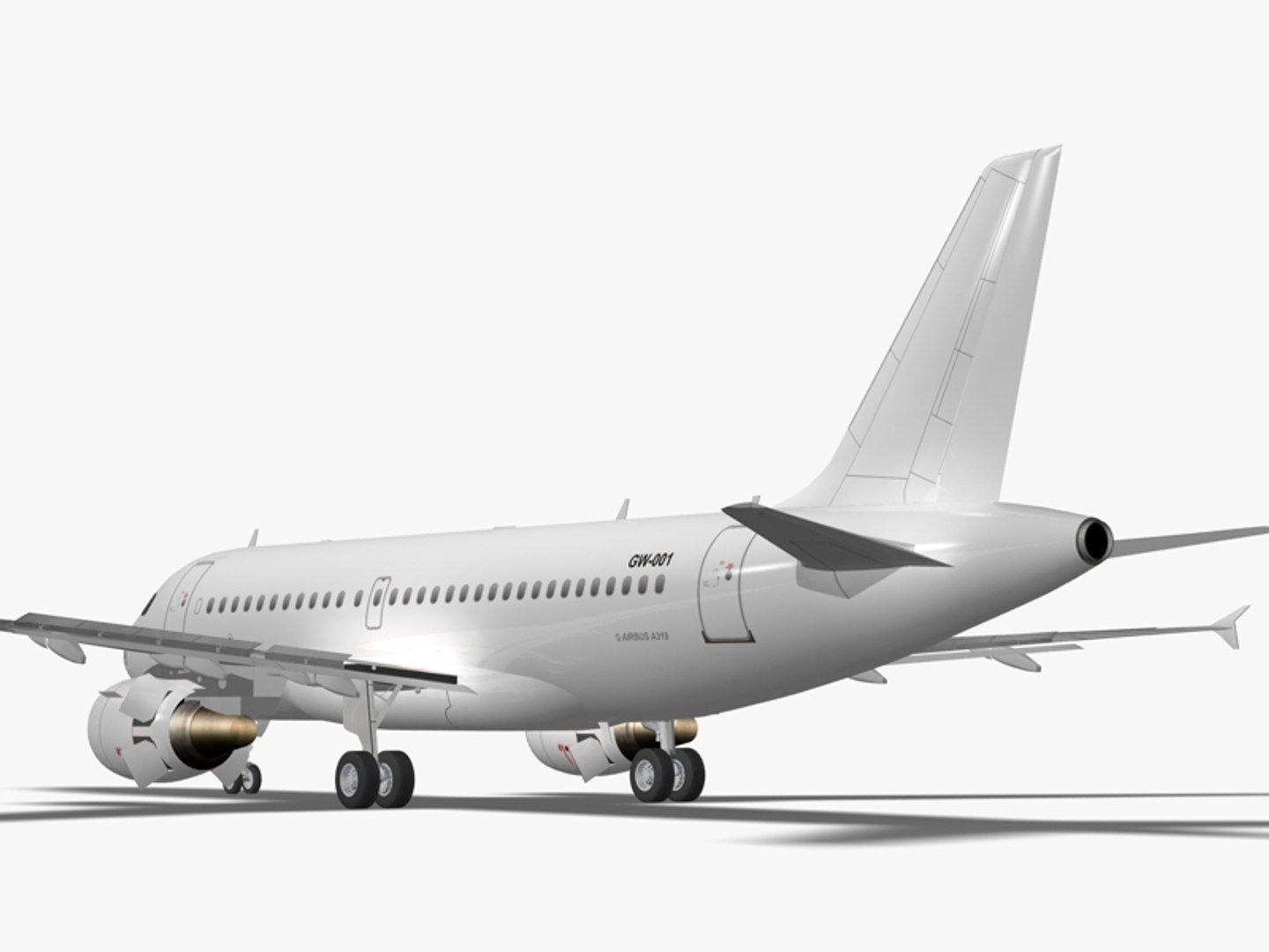 airbus a319-114 generic white 3d model