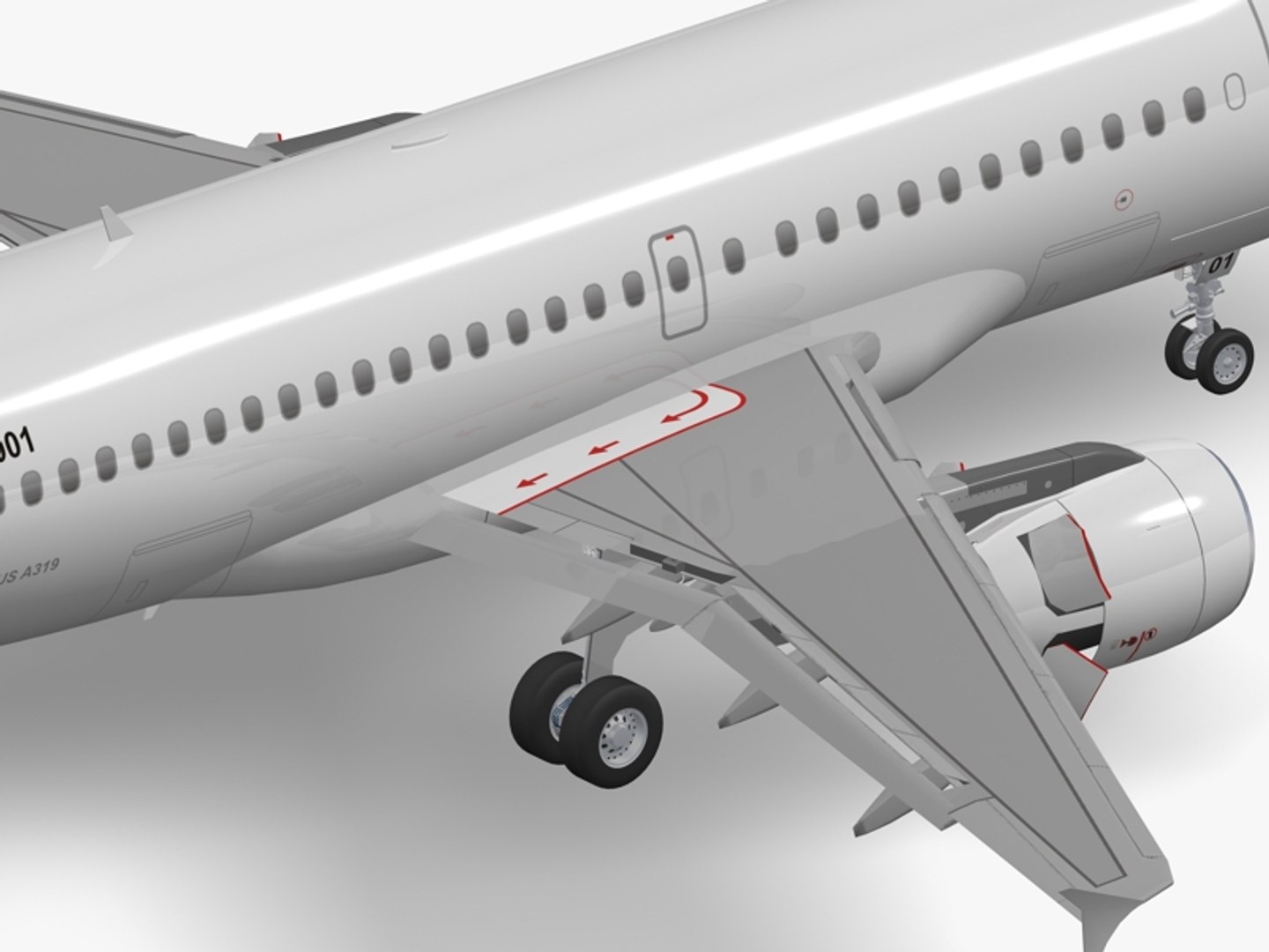 airbus a319-114 generic white 3d model