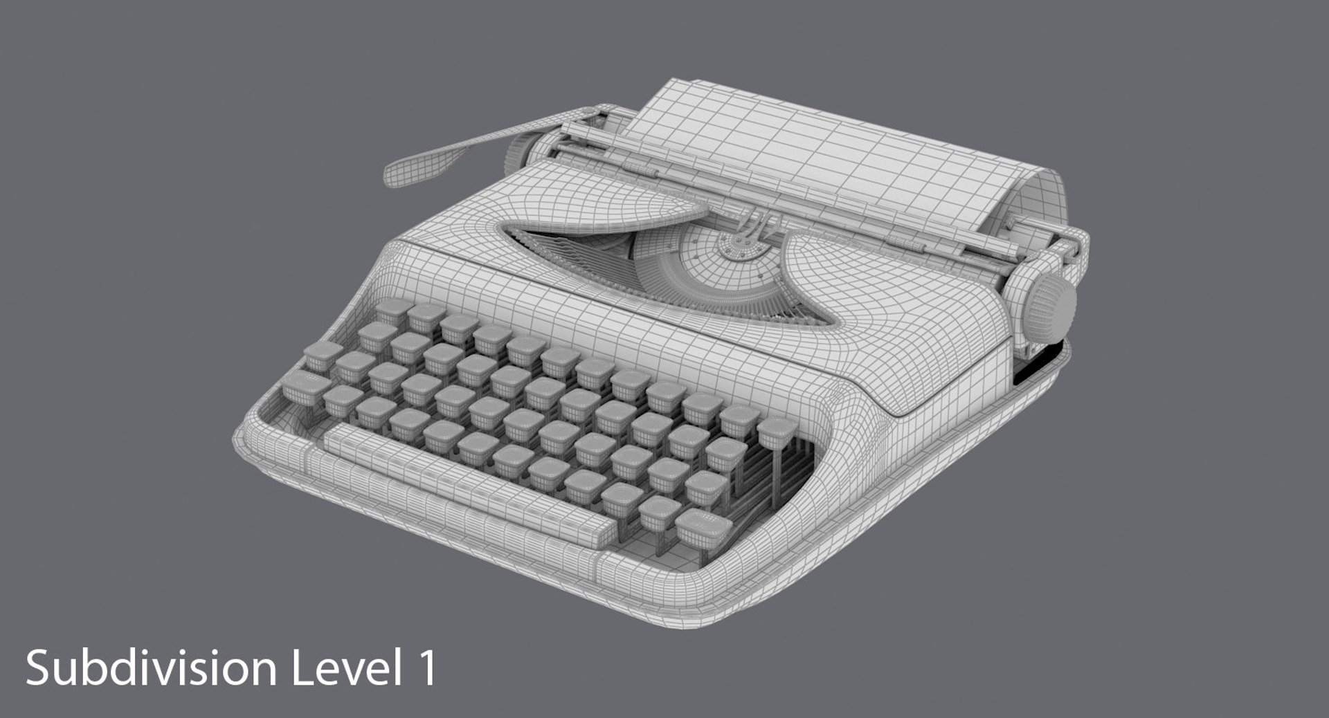 3d Vintage Typewriter Model