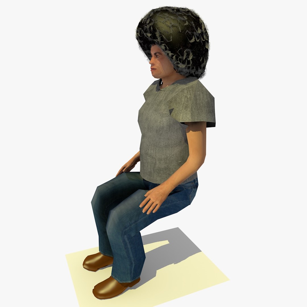 3d Realistically Seated African Male