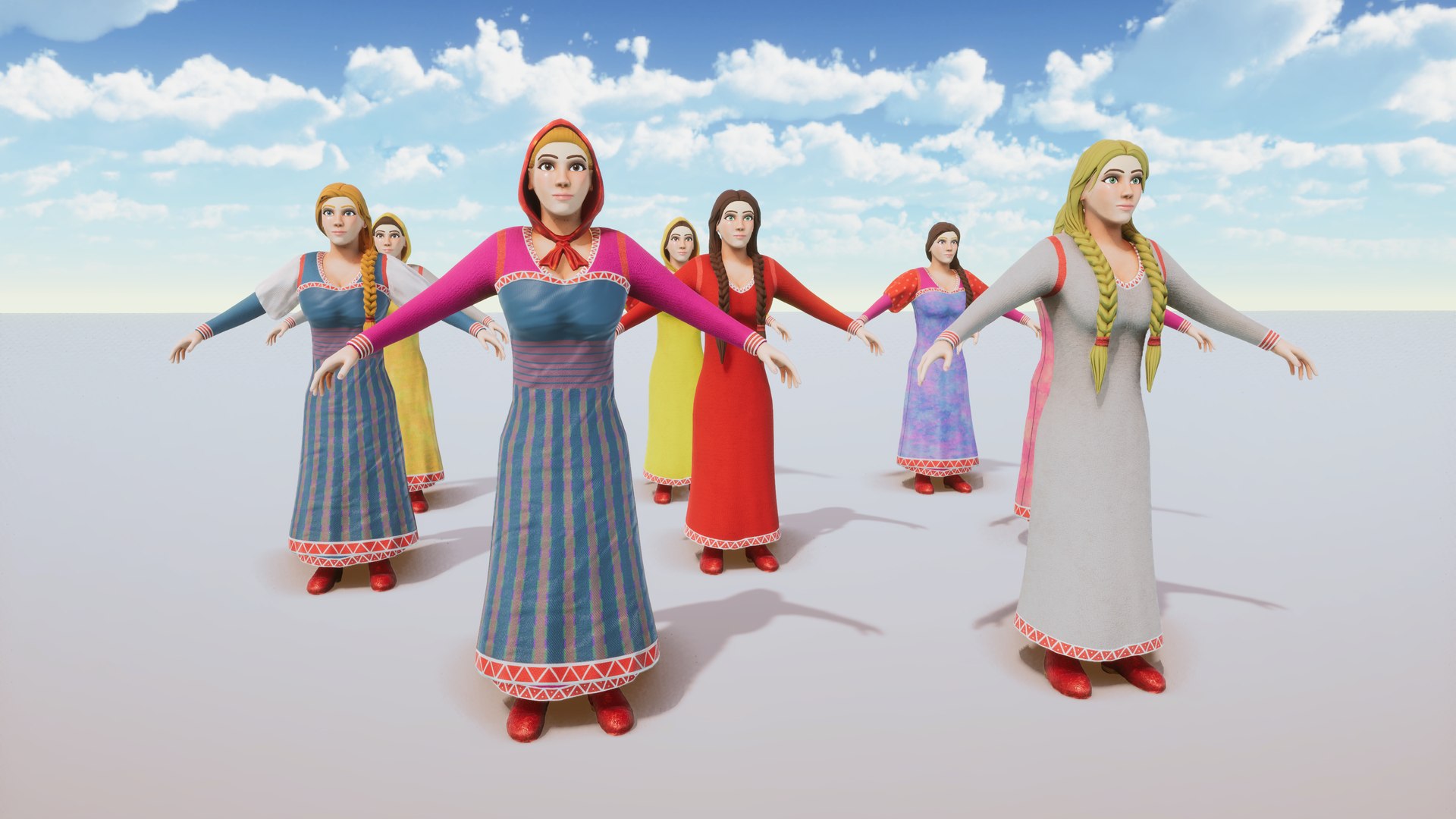Stylized Medieval People Female Kit Rigged With Shape Keys Model ...