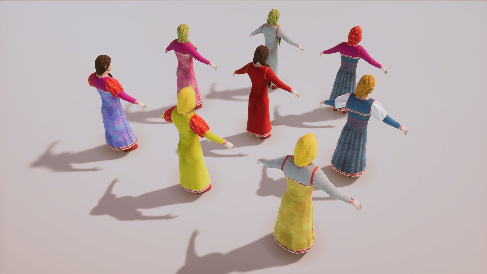 Stylized Medieval People Female Kit Rigged With Shape Keys Model ...