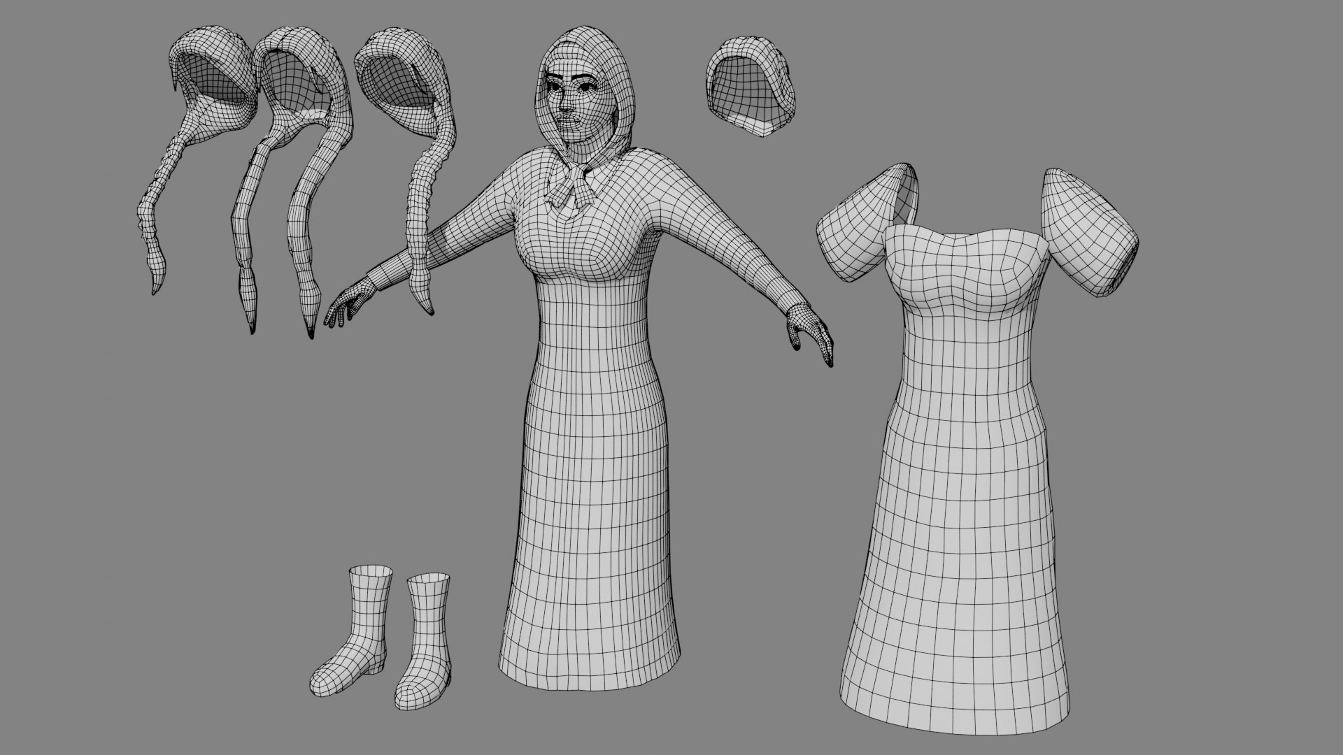 Stylized Medieval People Female Kit Rigged With Shape Keys Model ...