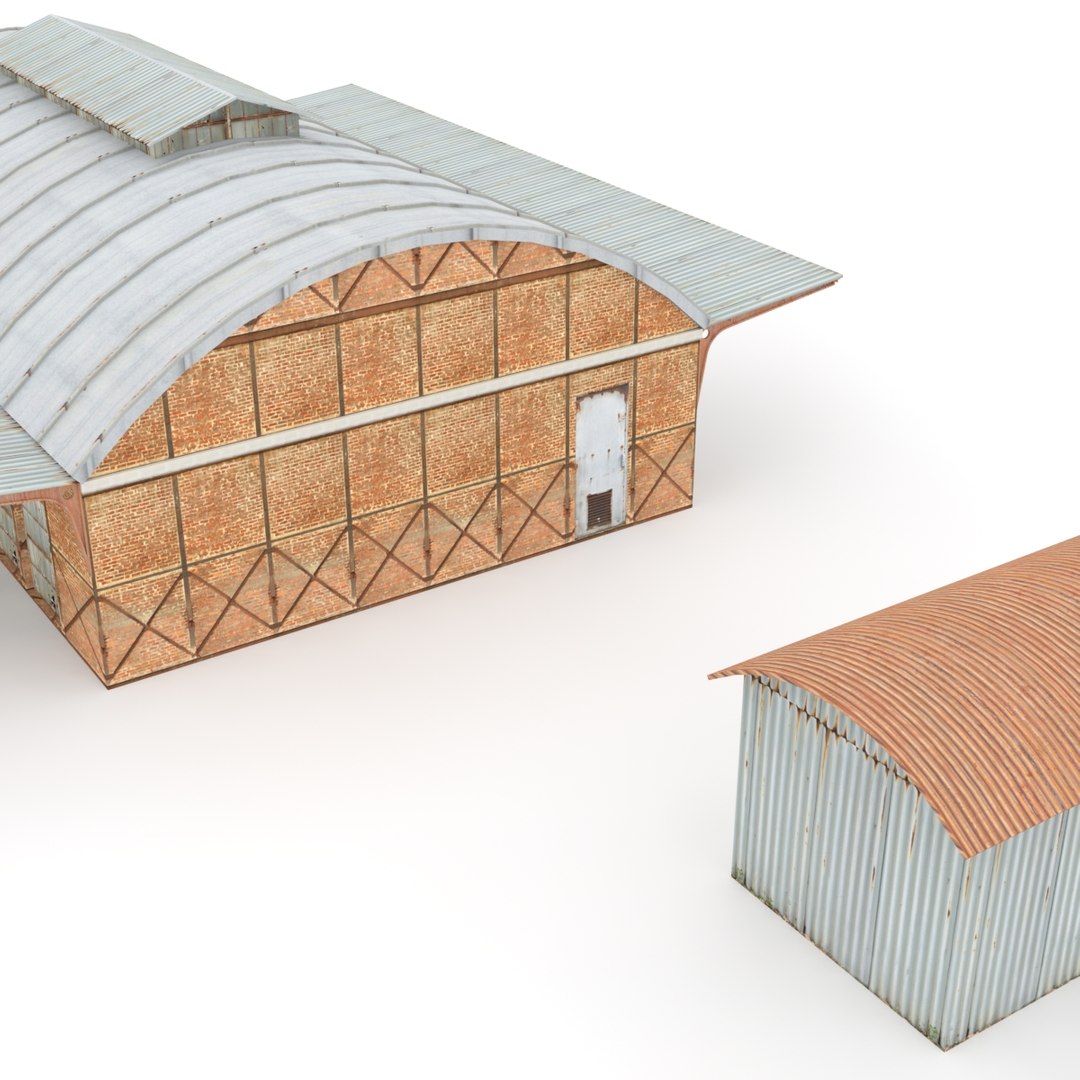 3d Industrial Railway Buildings Model