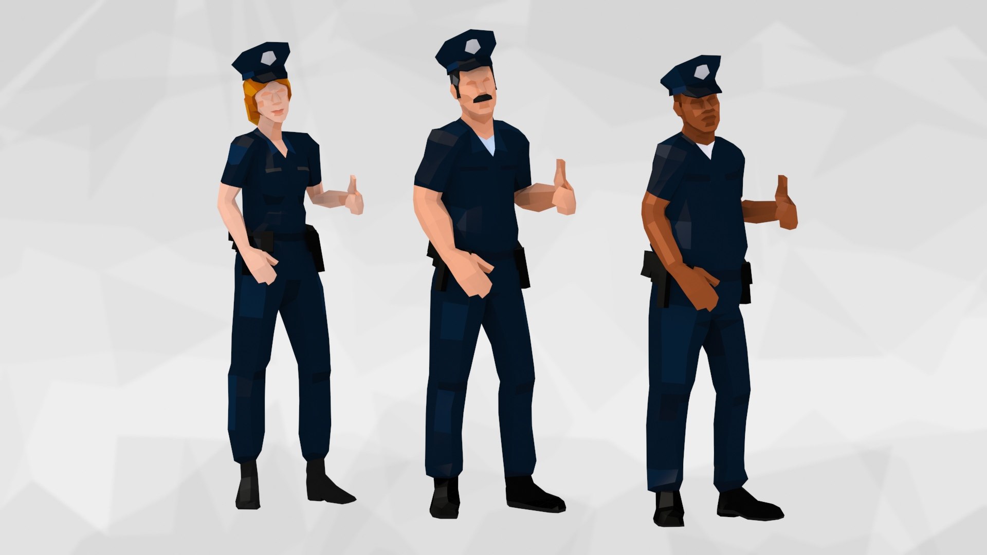 Police Cops Policeman Characters Rigged Model - TurboSquid 1458156