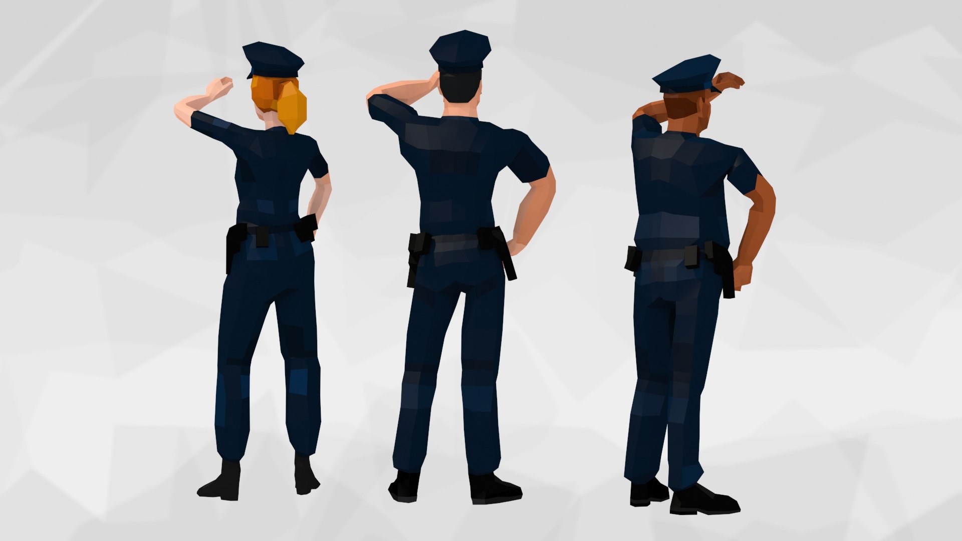 Police Cops Policeman Characters Rigged Model - TurboSquid 1458156