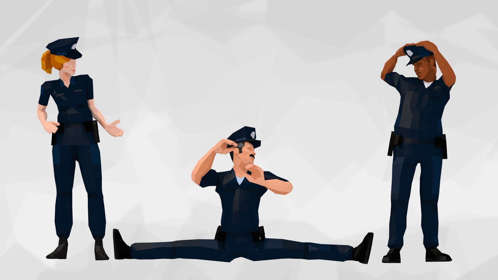 Police Cops Policeman Characters Rigged Model - TurboSquid 1458156