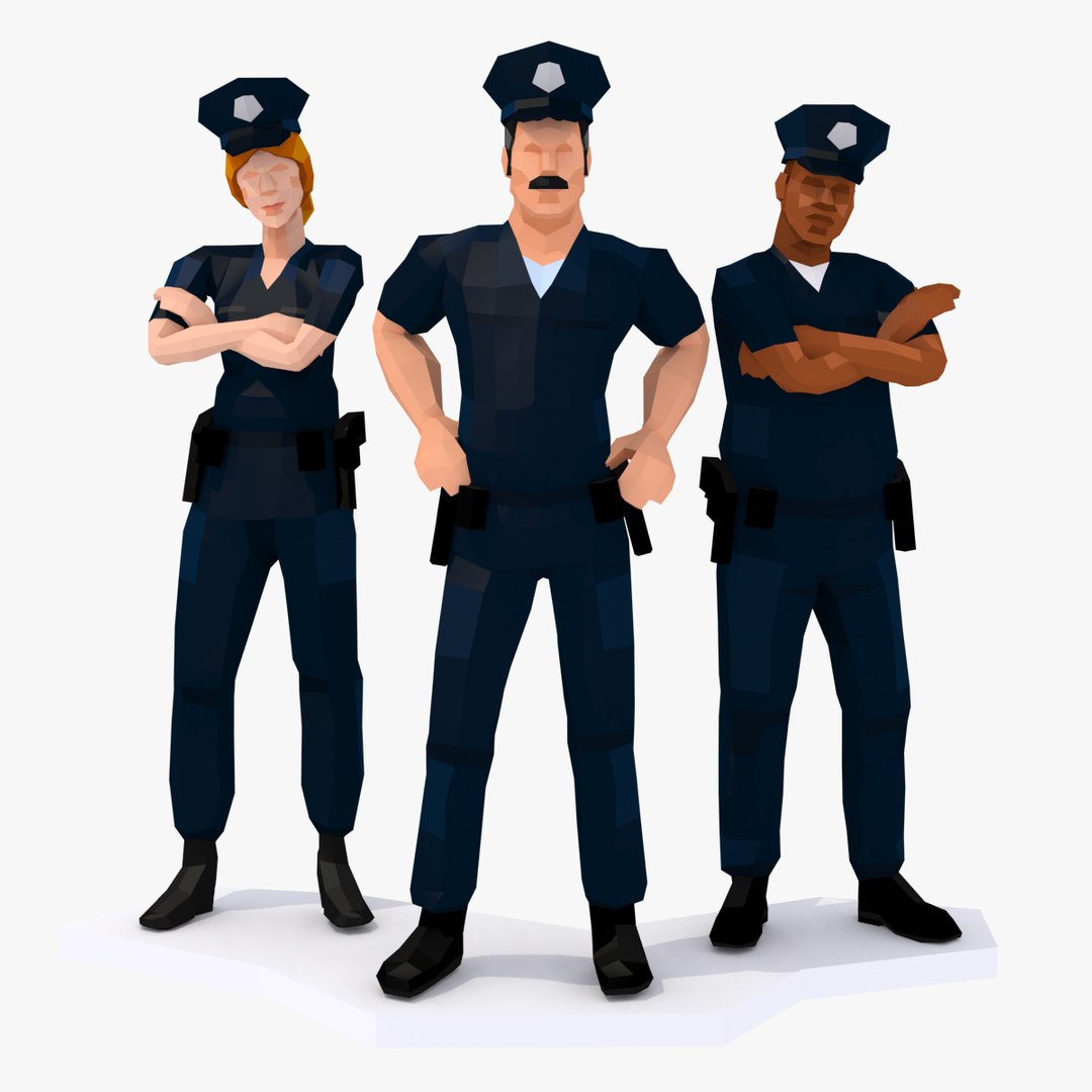 Police Cops Policeman Characters Rigged Model - TurboSquid 1458156