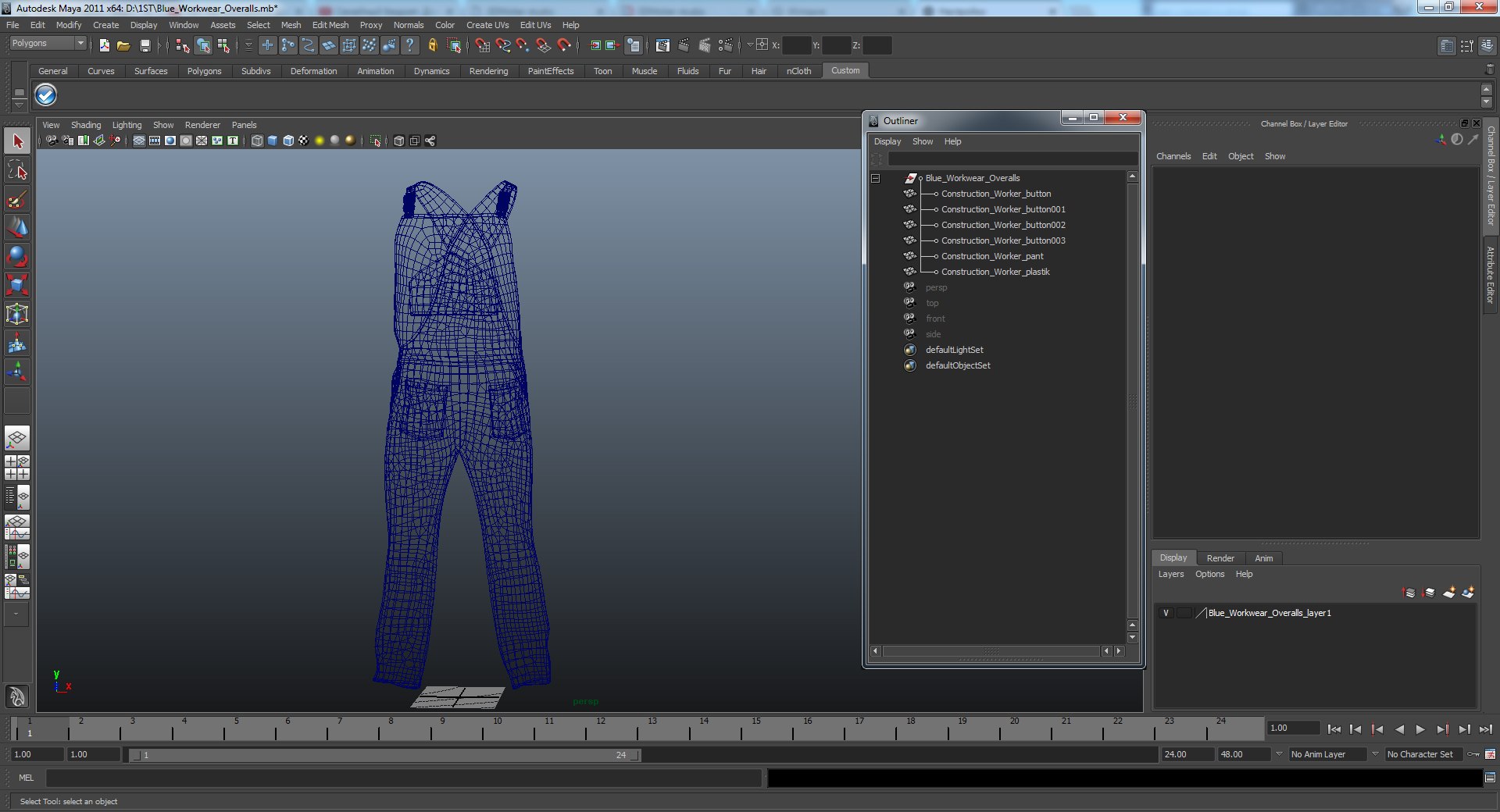 3d Blue Workwear Overalls
