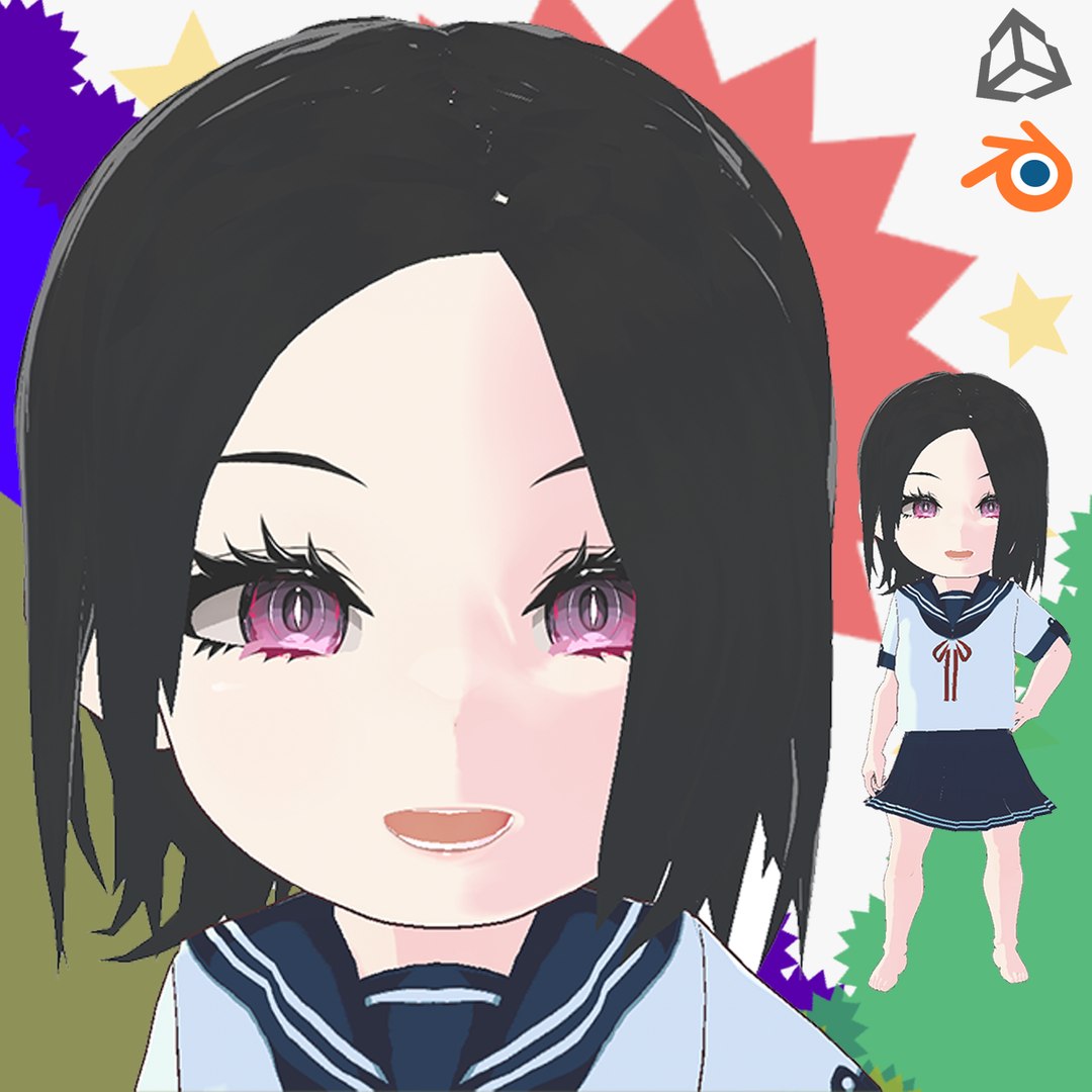 3D Anime Chibi School Girl 1 HANAKO Full Rigged Model - TurboSquid 2424103