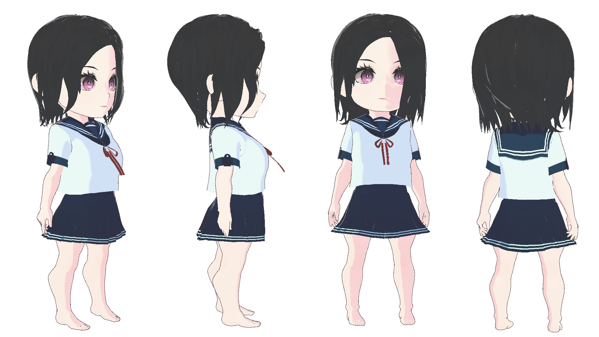 3D Anime Chibi School Girl 1 HANAKO Full Rigged Model - TurboSquid 2424103