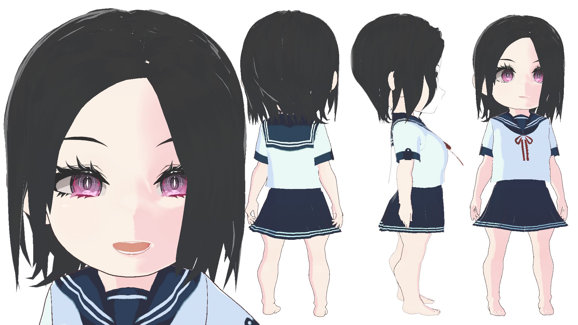 3D Anime Chibi School Girl 1 HANAKO Full Rigged Model - TurboSquid 2424103