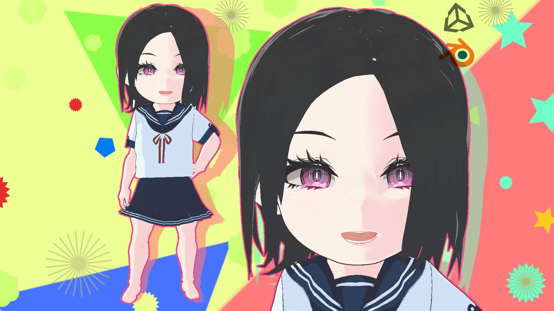 3D Anime Chibi School Girl 1 HANAKO Full Rigged Model - TurboSquid 2424103