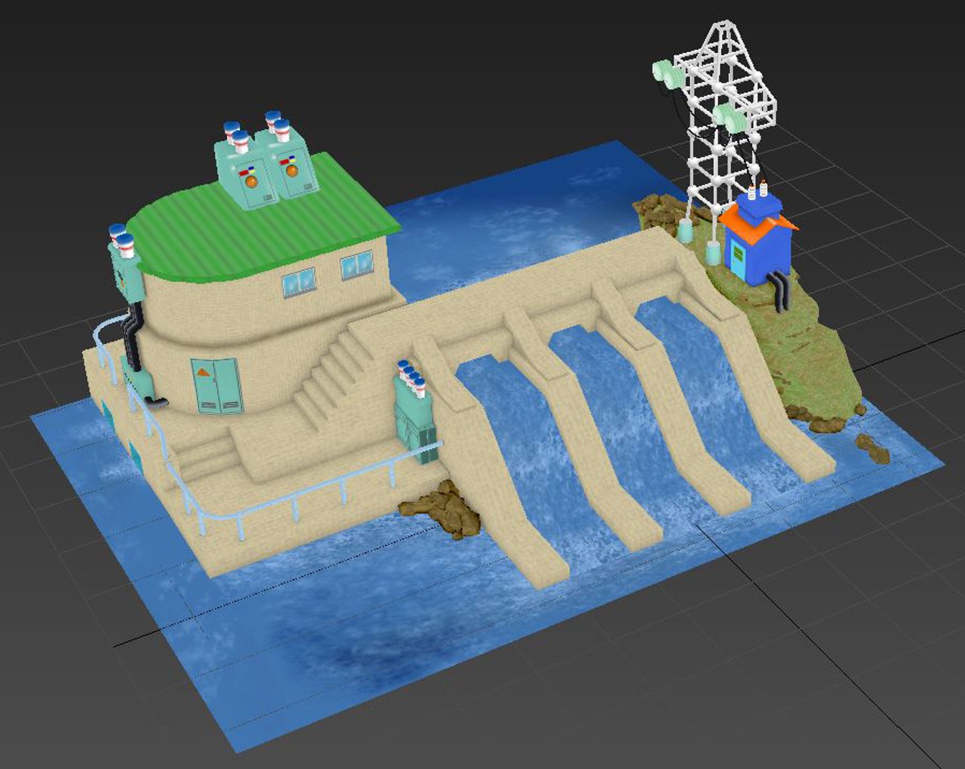 3D Model Cartoon Drawn Dam - TurboSquid 1233886