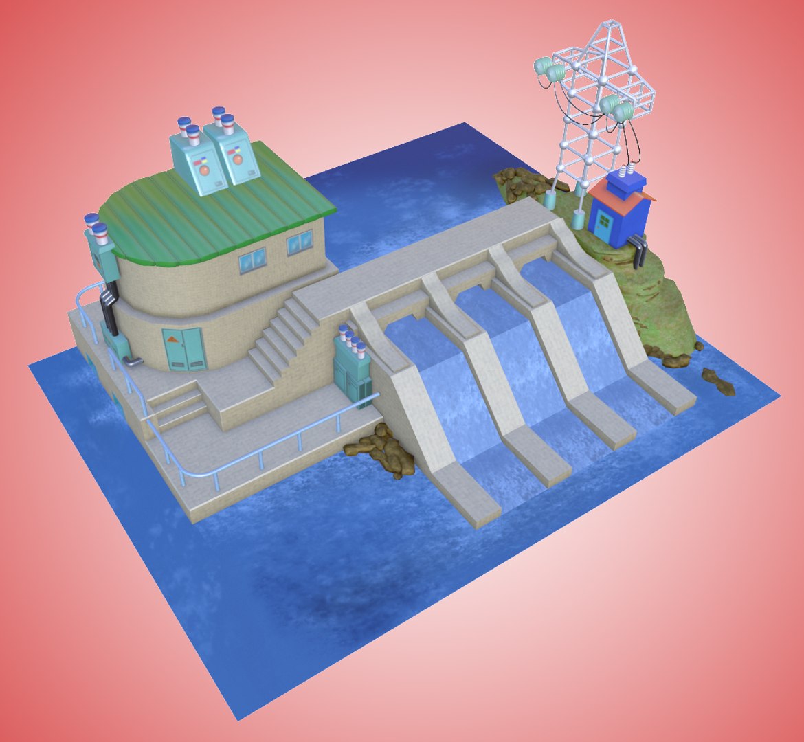 3D Model Cartoon Drawn Dam - TurboSquid 1233886