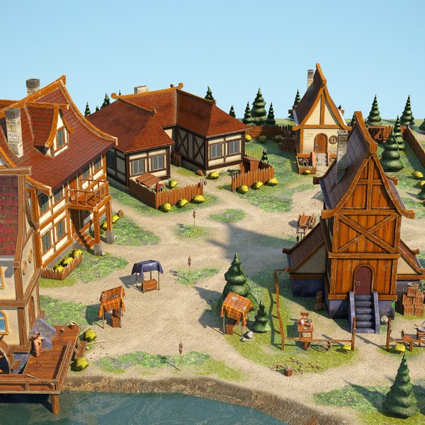 3D village stylized - TurboSquid 1681634