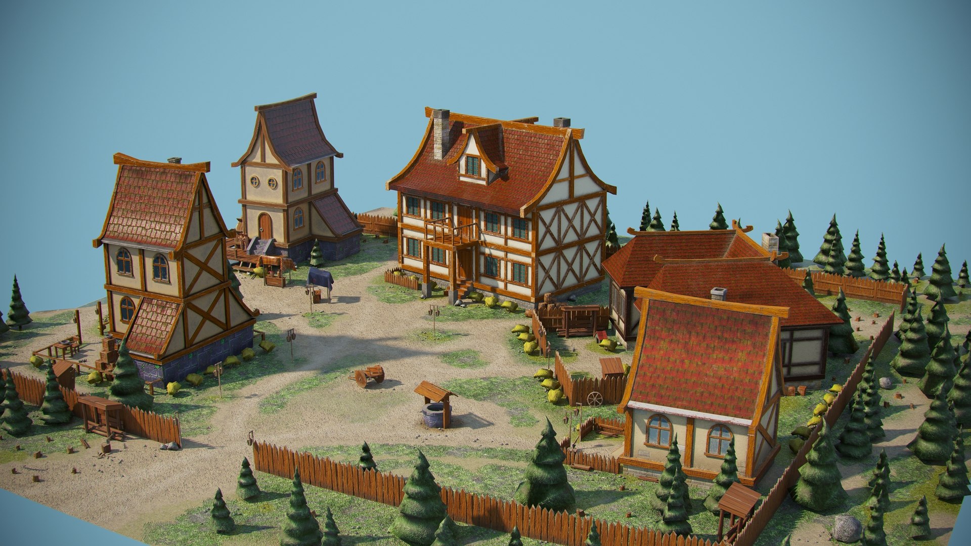3D Village Stylized - TurboSquid 1681634