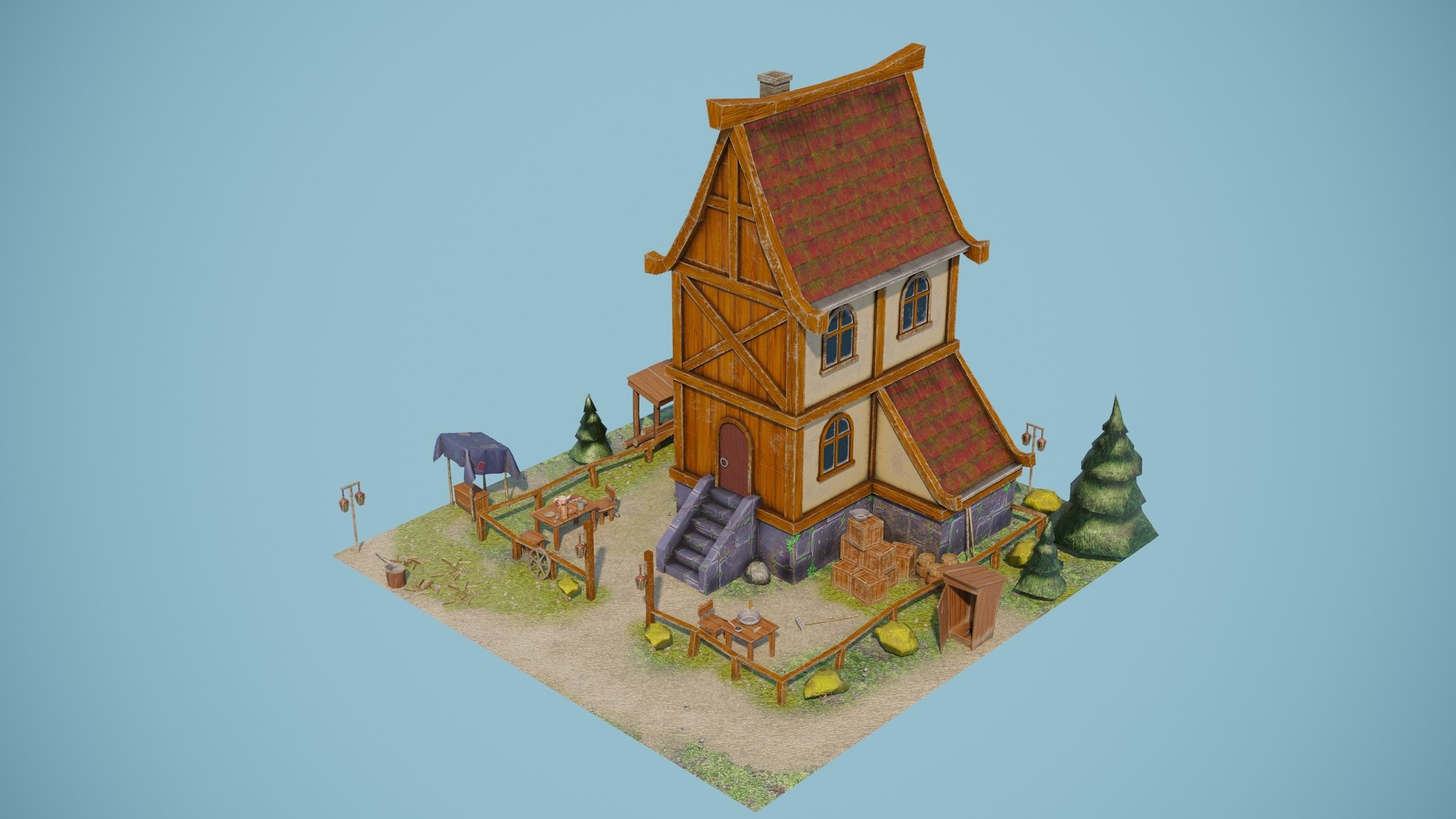 3D Village Stylized - TurboSquid 1681634