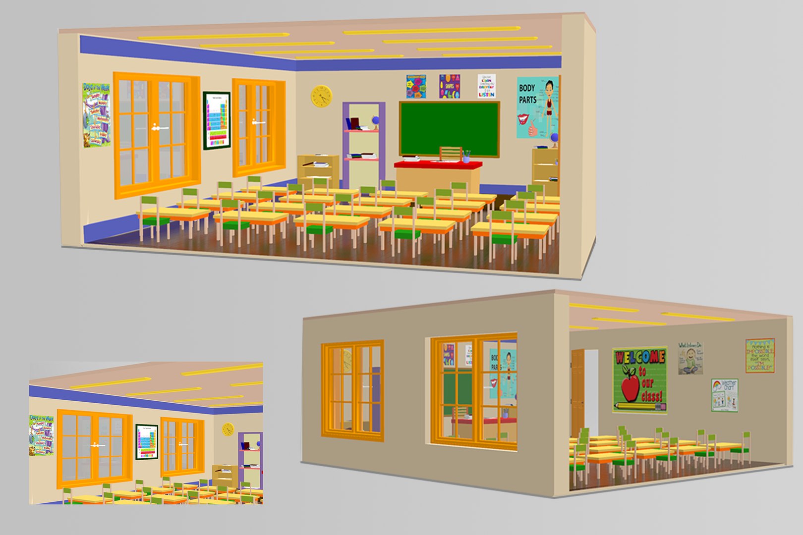 3D Classroom Interior Scene Model - TurboSquid 1648709