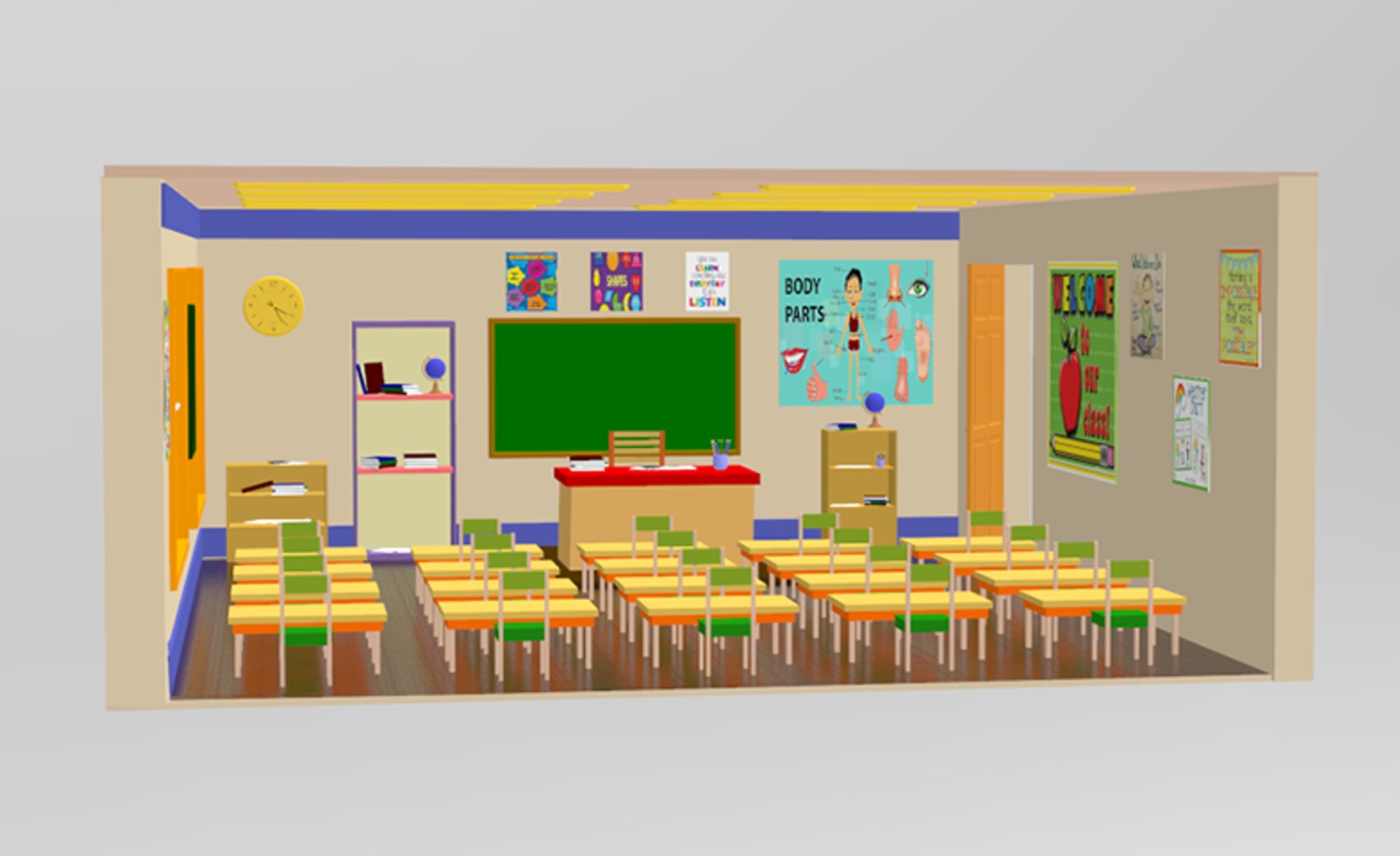 3D Classroom Interior Scene Model - TurboSquid 1648709