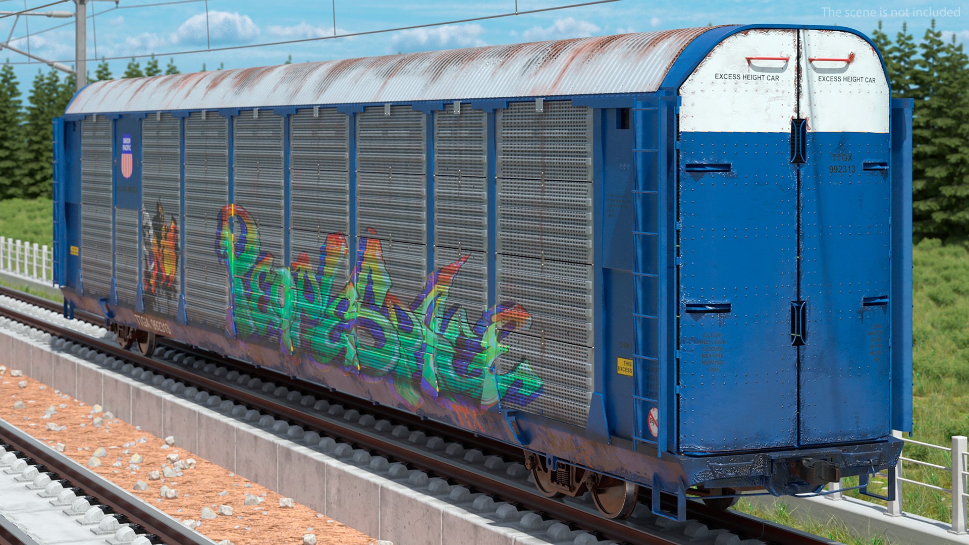 Old Auto Rack Train Car Blue 3D Model - TurboSquid 2304574