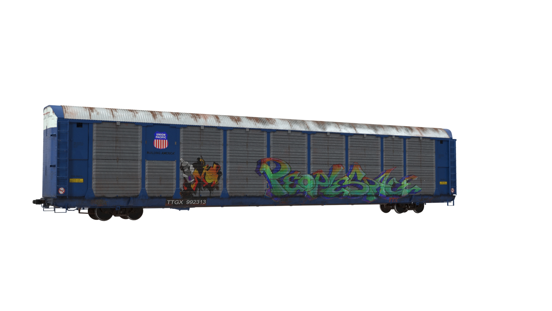 Old Auto Rack Train Car Blue 3D Model - TurboSquid 2304574