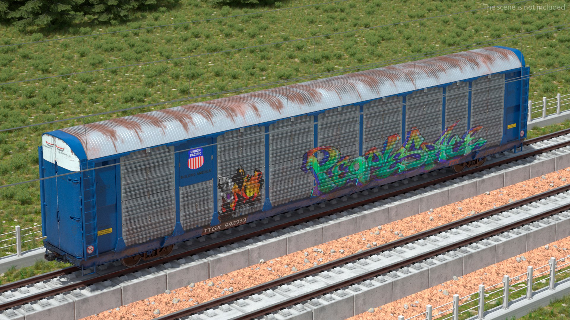 Old Auto Rack Train Car Blue 3D Model - TurboSquid 2304574