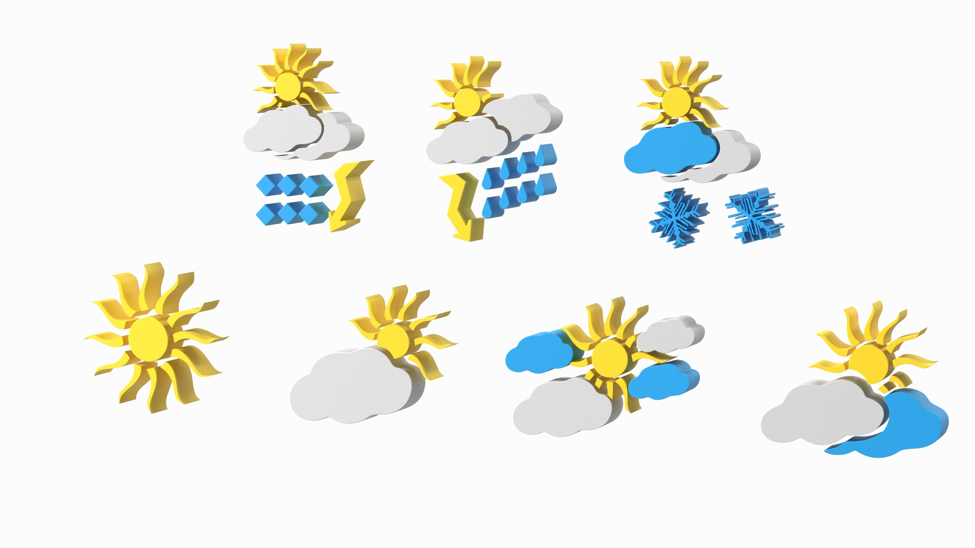 3D Model Meteorology Symbols With Sun Set - TurboSquid 2080972